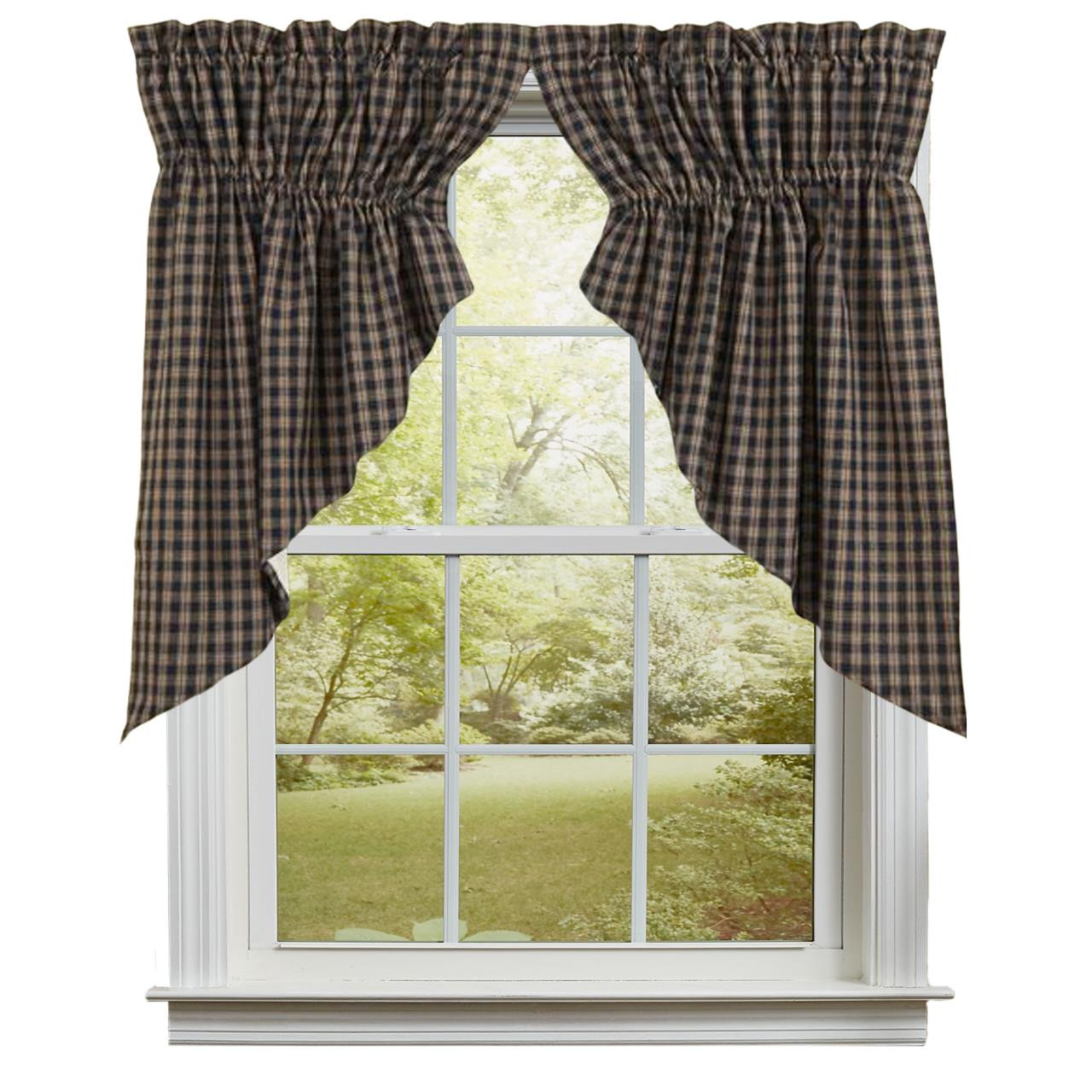 Sturbridge Navy Prairie Gathered Curtains - 72x36 - Country Village Shoppe