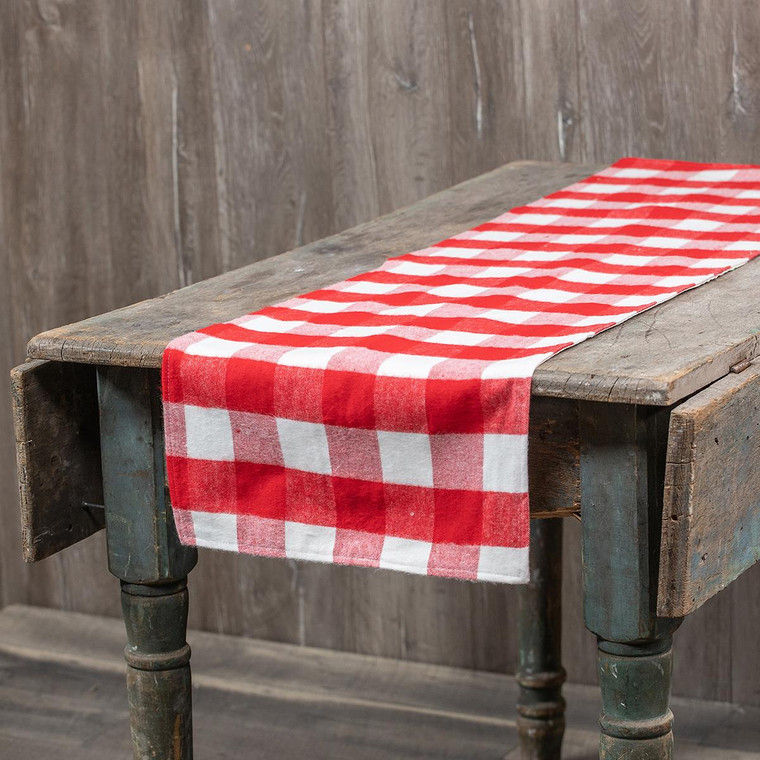 Red & White Buffalo Check Runner - 14x48 - Country Village Shoppe