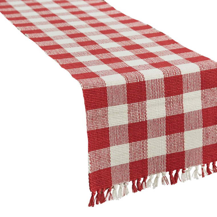 Wicklow Check Red & Cream Table Runner - 13x54 - Country Village Shoppe