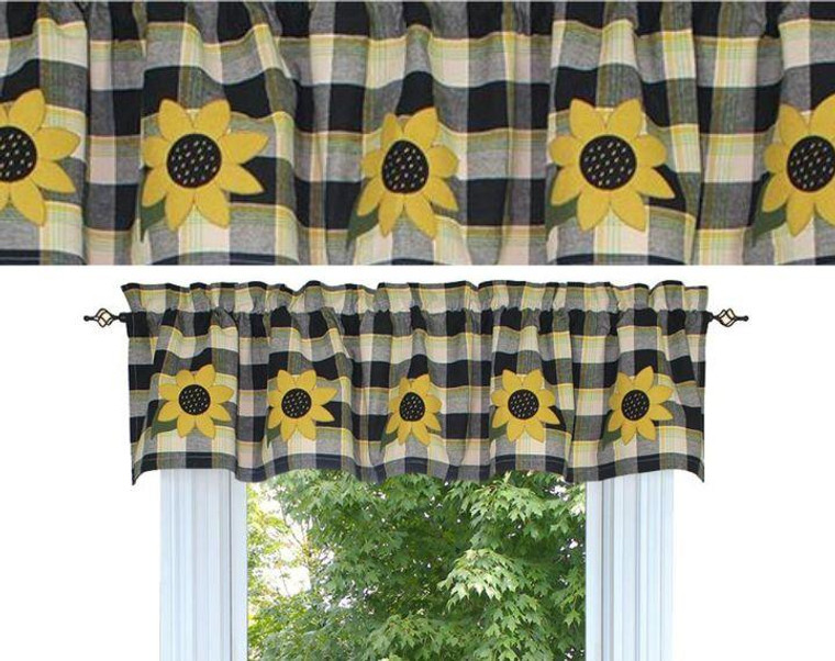 Sunflower Buffalo Check Buttermilk Curtain Collection Country Village Shoppe