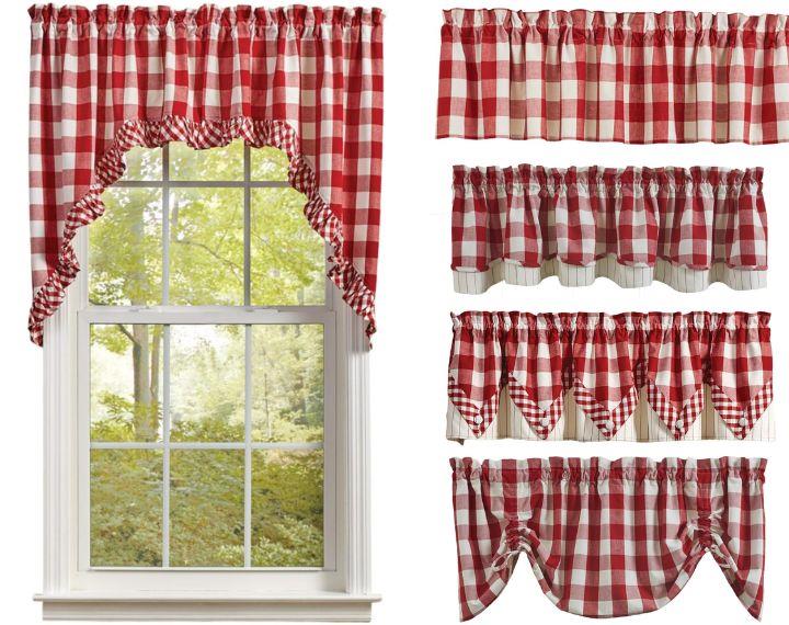 Wicklow Check Red & Cream Curtain Collection - Country Village Shoppe