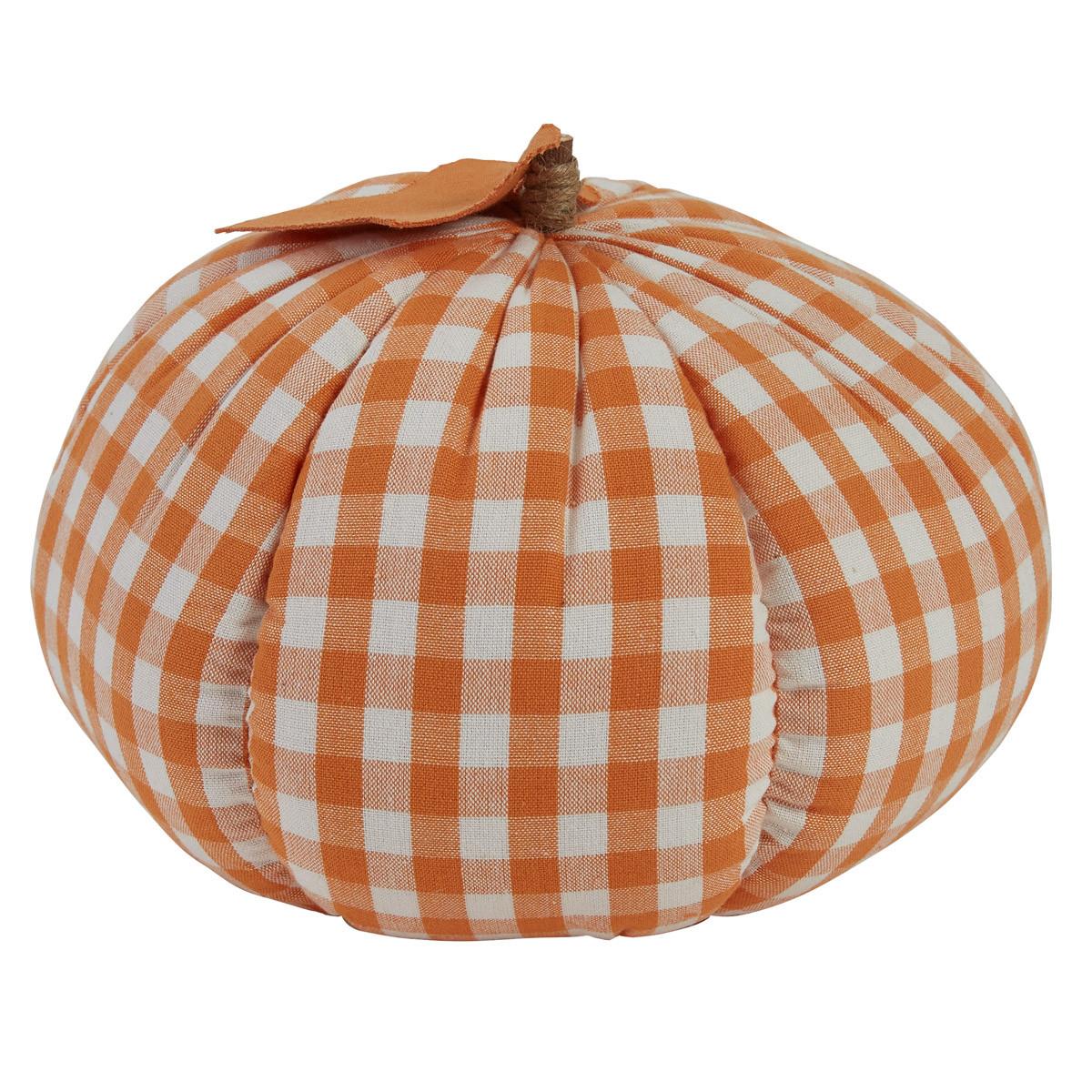 Great Orange & Cream Check Pumpkin - Country Village Shoppe