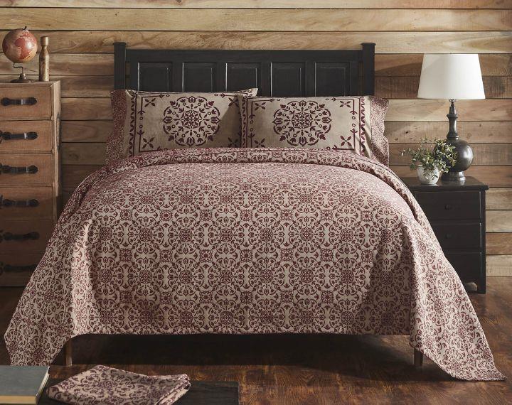 Custom House Burgundy & Tan Bedding | Country Village Shoppe