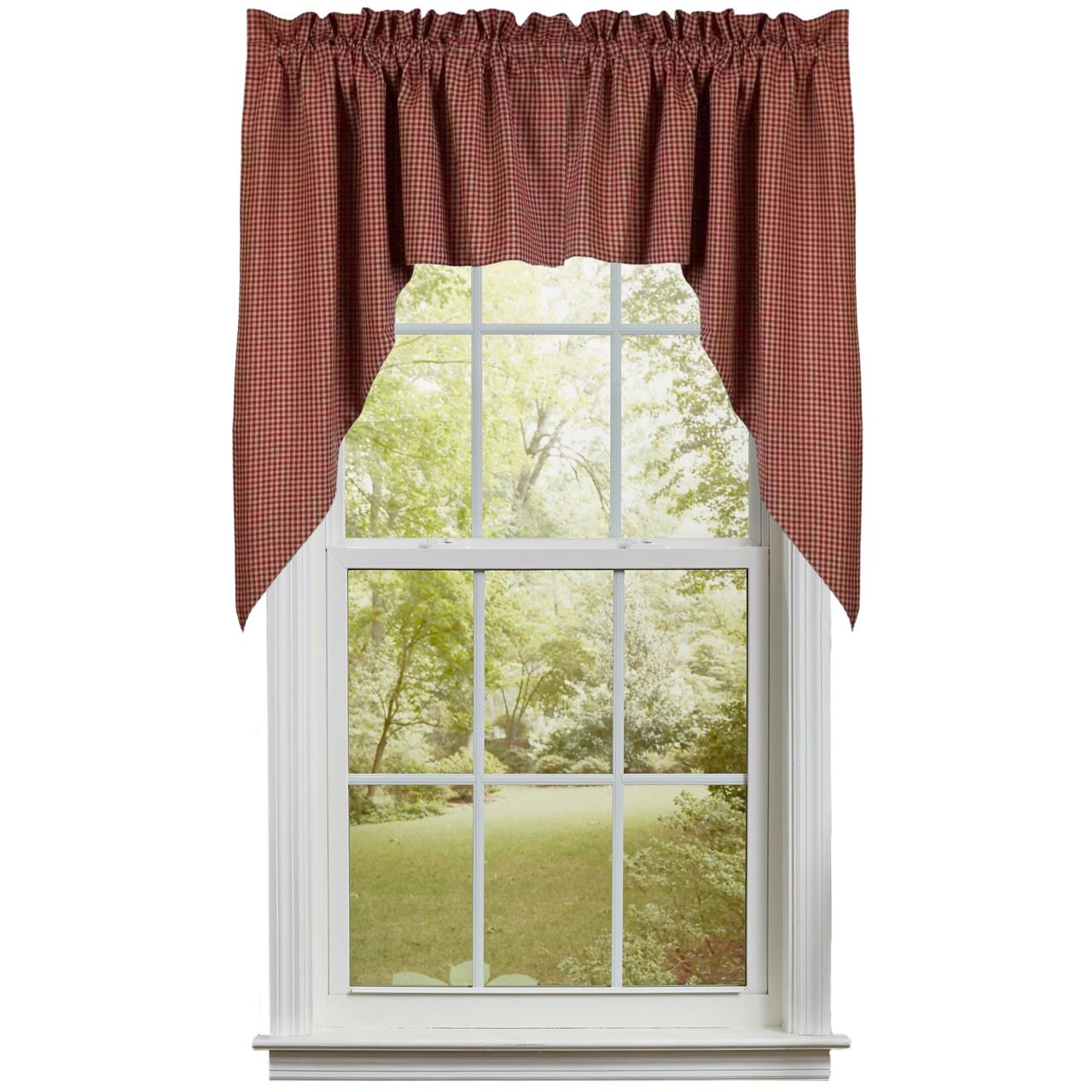 Newbury Gingham Red Swags - 72x36 - Country Village Shoppe