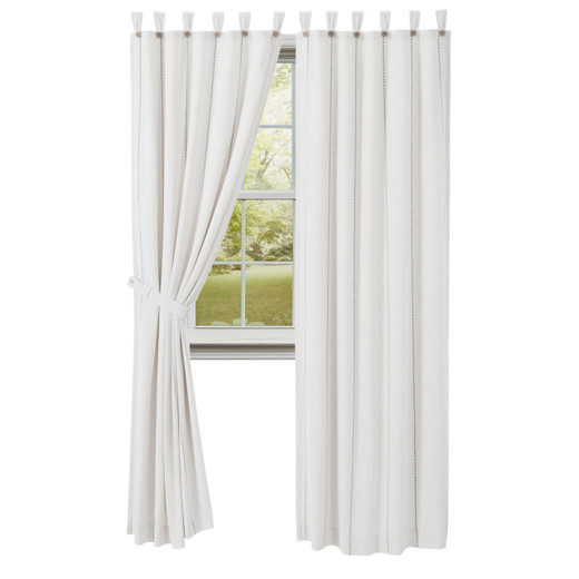 Stitched Burlap White Panels - Set of 2 80x84 - Country Village Shoppe