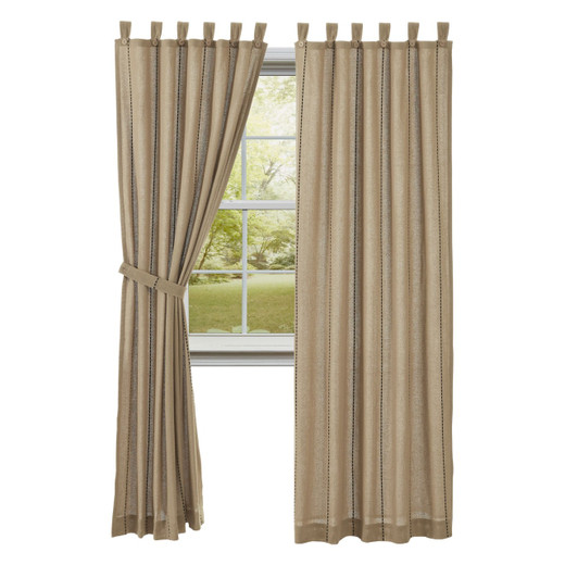 Stitched Burlap Natural Panels - Set of 2 80x84 - Country Village Shoppe
