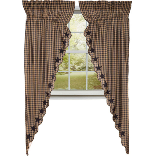 Black Star Prairie Gathered Curtains - 72x84 - Country Village Shoppe