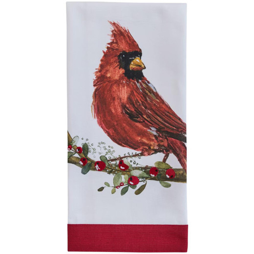 Cardinal With Berries Dishtowel - Country Village Shoppe