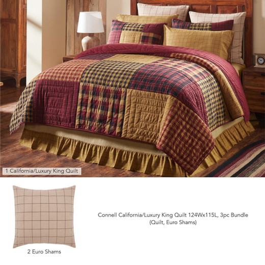 Connell Luxury King Bundle - 1 Quilt, 2 Fabric Euro Shams - Country ...