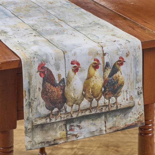 Four Chickens In A Row Table Runner - 13x54 - Country Village Shoppe