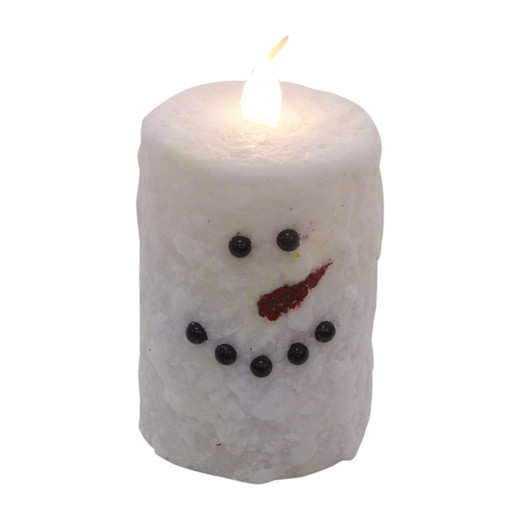 Snowman Sam Timer Candle - 2x3 Votive Pillar - Country Village Shoppe