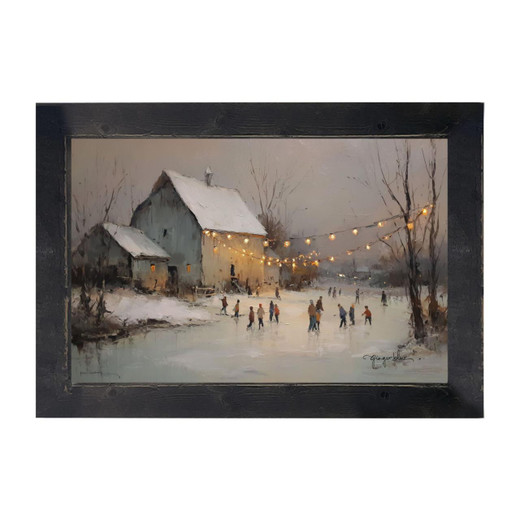 Ice Skating At The Farm - Black Frame 25x15 - Country Village Shoppe