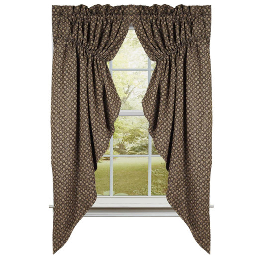Kingston Jacquard Prairie Gathered Curtains - Black 72x63 - Country ...