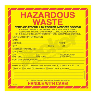 DL7510 Regulated Labels Decker Labels