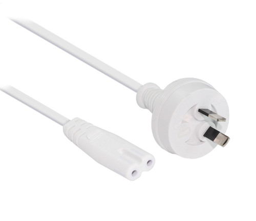 2M Wall To IEC C7 Power Cable in White - Austronic Cables and ...
