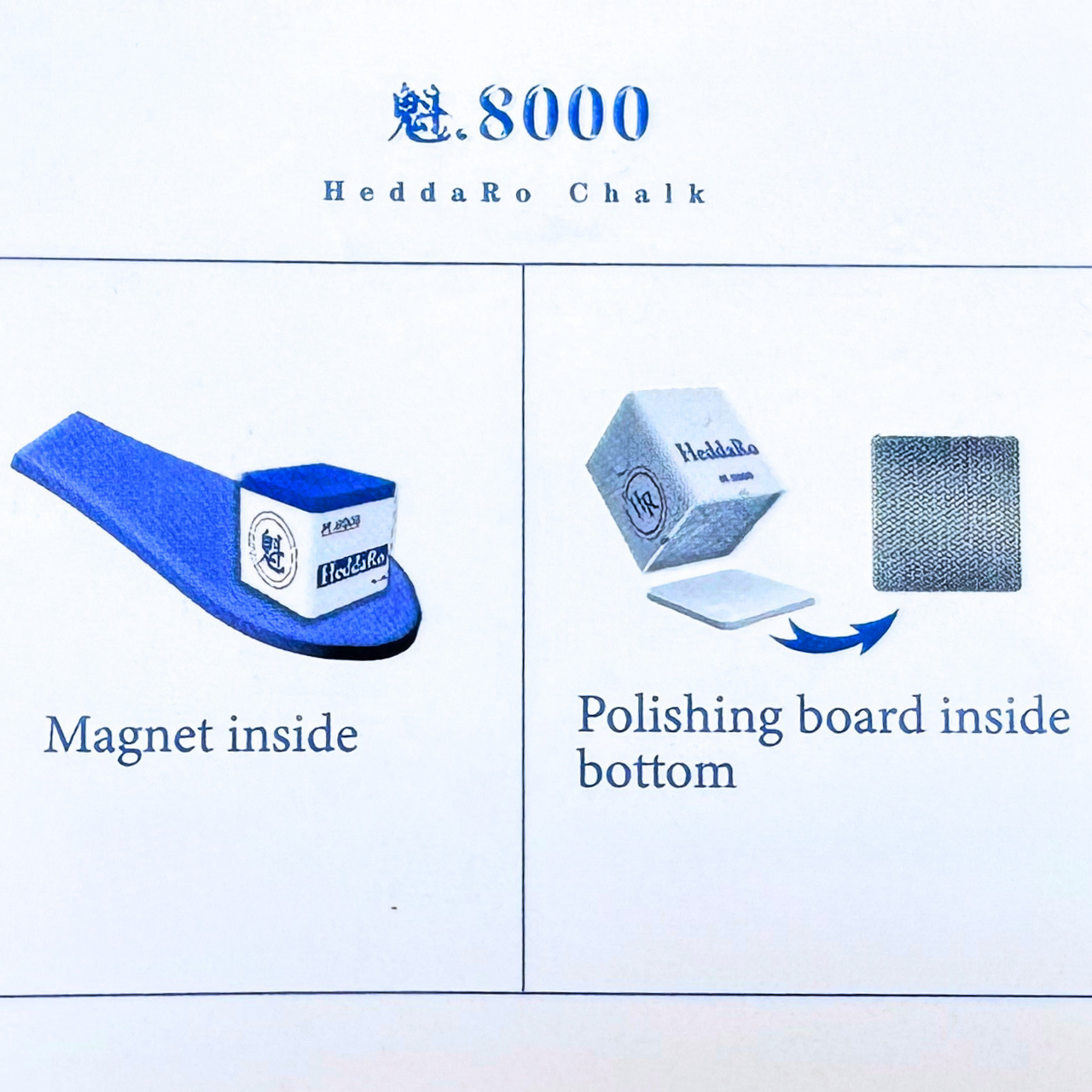 HR Billiards Blue Magnetic Chalk with Scuffer Case