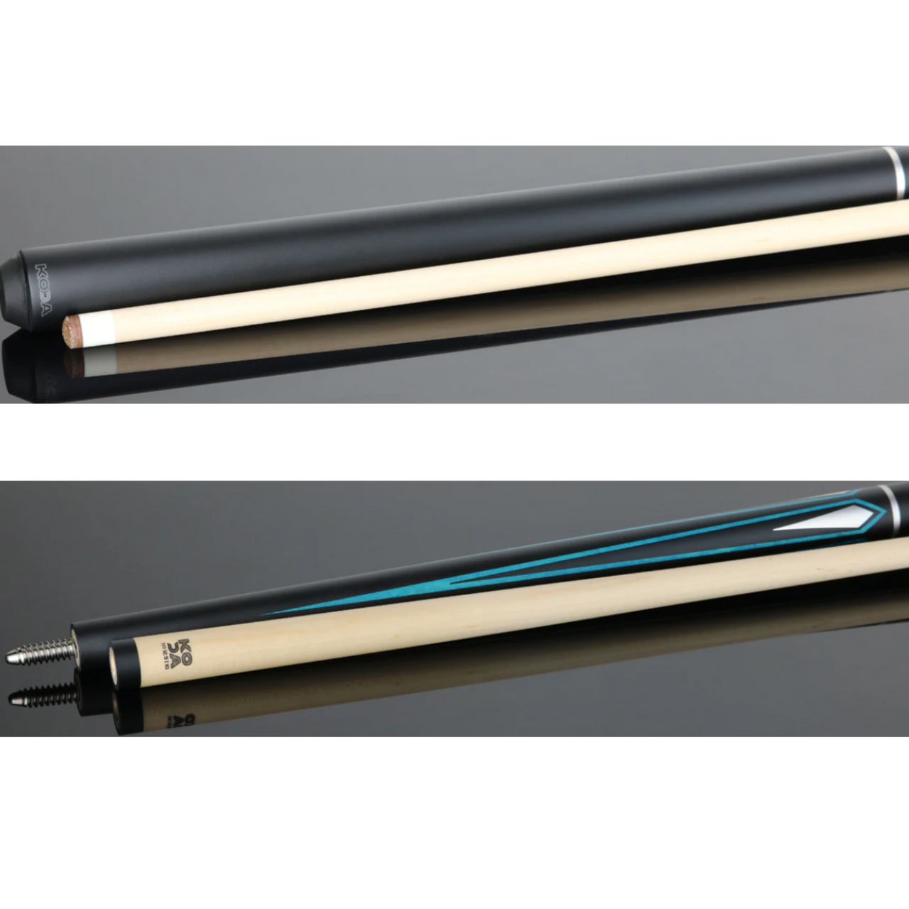 Koda KD47BL Onyx & Blue Chrome Wrapless Pool Cue