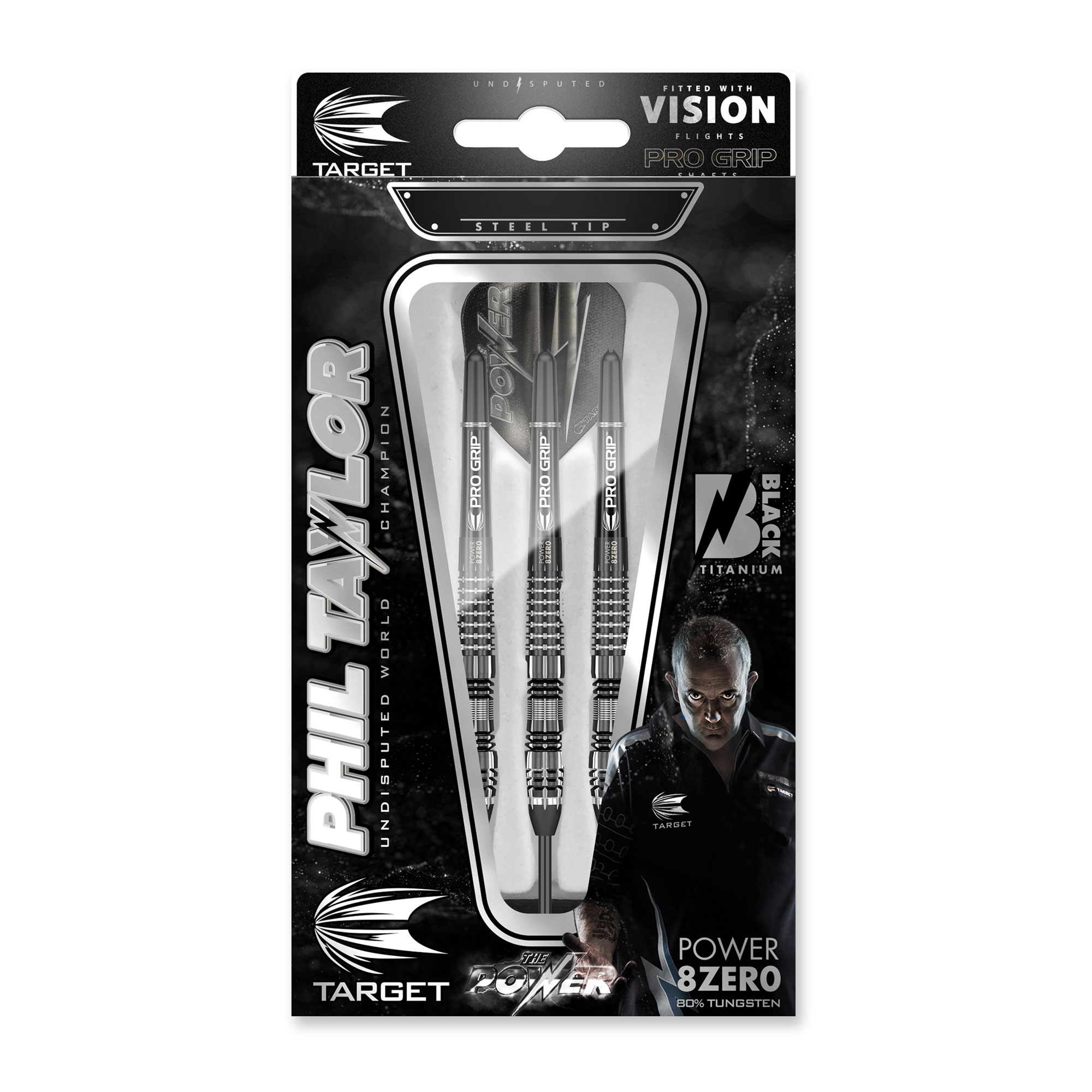 Target Power 8Zero S3 Black Steel Tip Darts 21g