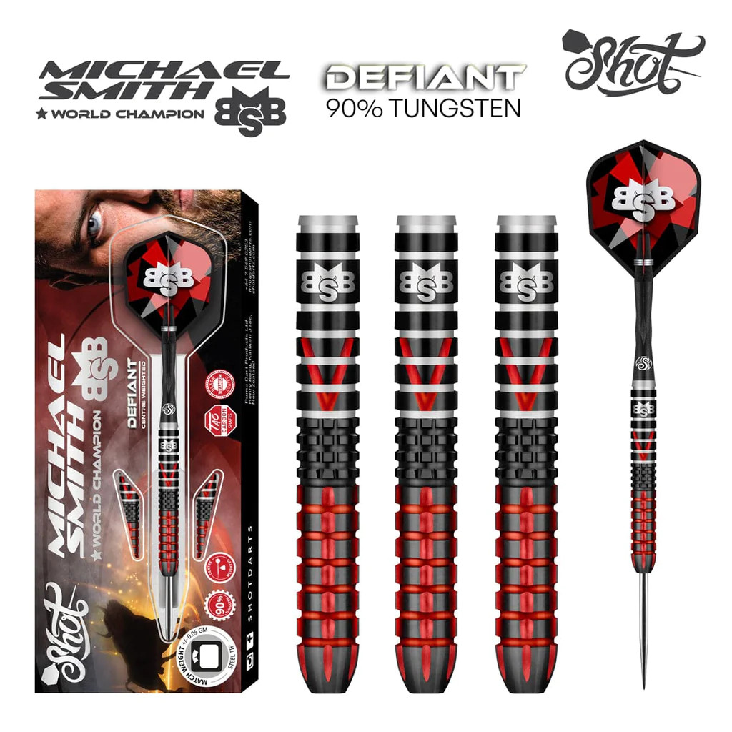 Shot Darts Michael Smith Defiant Steel Tip Darts 22g
