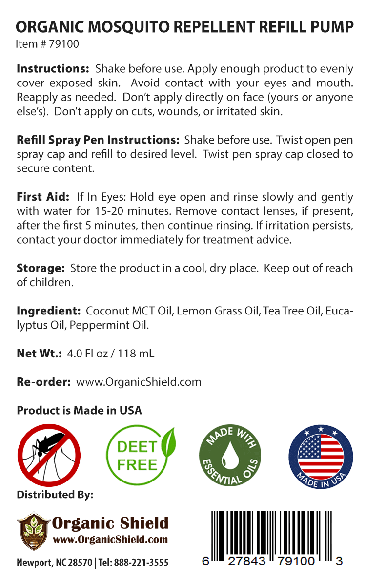Organic Mosquito Repellent Refill Pump