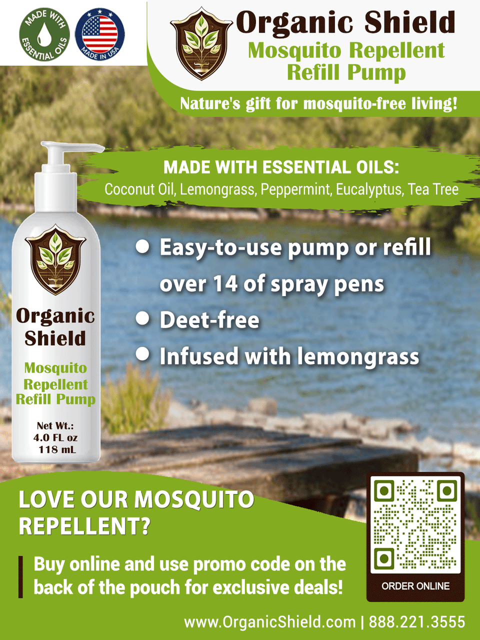 Organic Mosquito Repellent Refill Pump