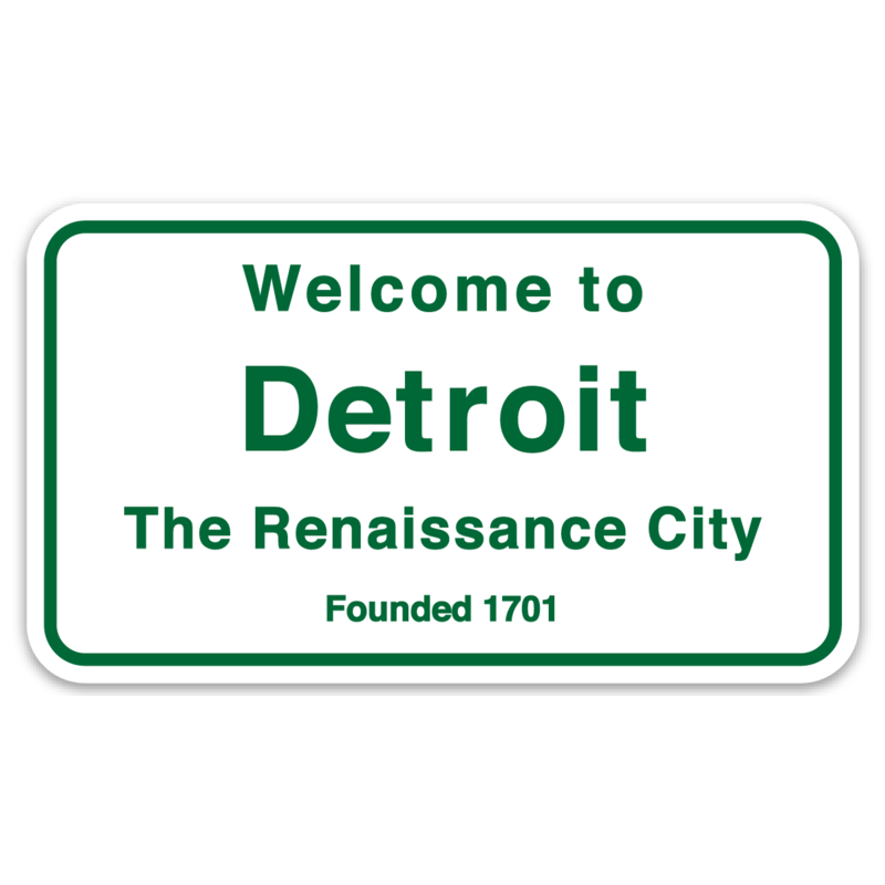 MI Culture Welcome to Detroit Interstate Sign Vinyl Decal - MI Culture