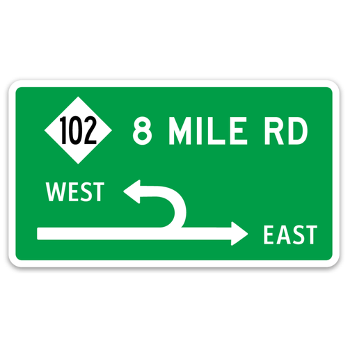 MI Culture 8 Mile Road Interstate Sign Vinyl Decal - MI Culture
