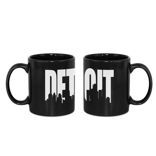 MI Culture Black Detroit Skyline Coffee Mug - MI Culture