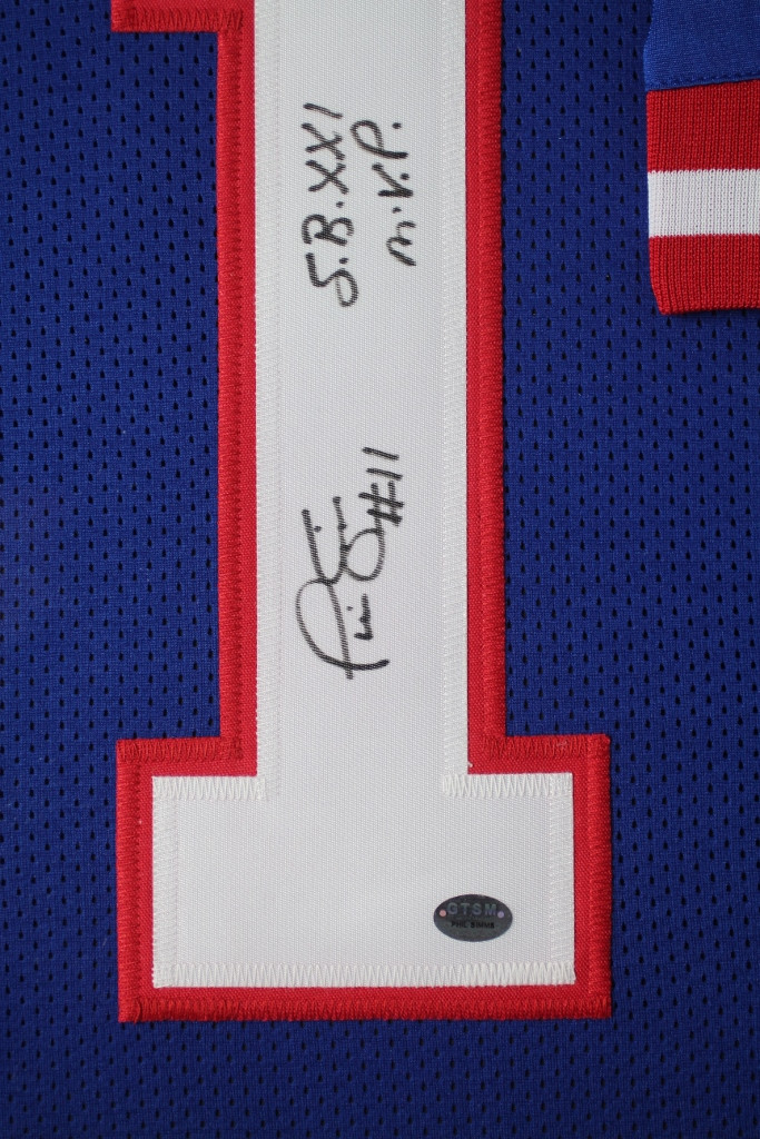 Phil Simms Autographed and Framed Blue Giants Jersey