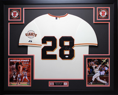 Buster Posey Autographed and Framed Cream Majestic Giants Jersey