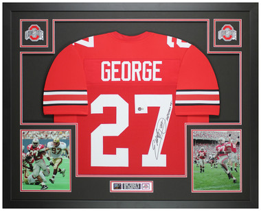 Eddie George Autographed and Framed Ohio State Buckeyes Jersey