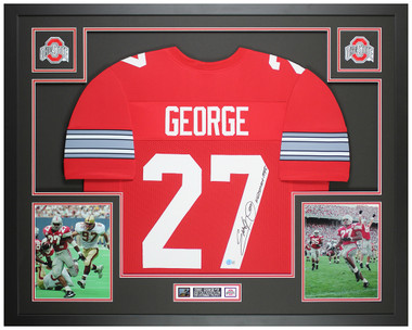 Eddie George Autographed and Framed Ohio State Buckeyes Jersey