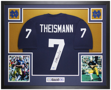 Joe Theismann Autographed and Framed Notre Dame Fighting Irish Jersey