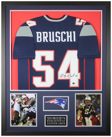 Tedy Bruschi Autographed and Framed New England Patriots Jersey