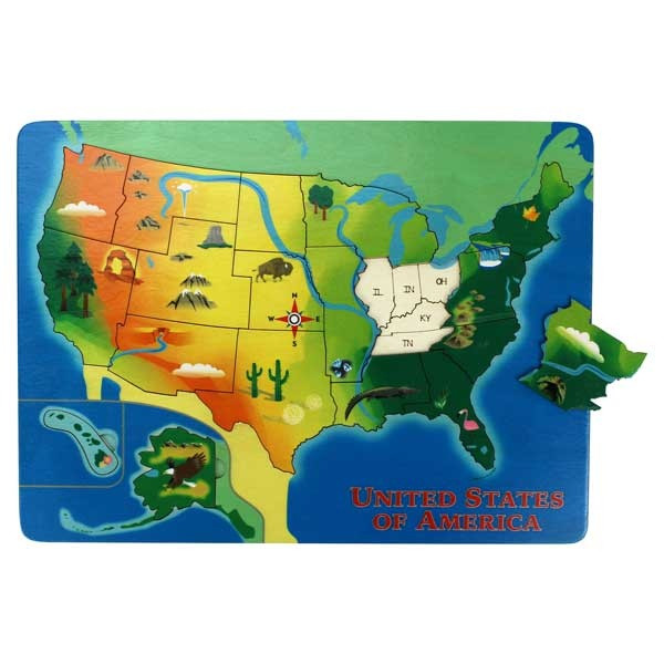 Jig-Saw Puzzle Lift & Learn U.S. Map - Shields Childcare Supplies