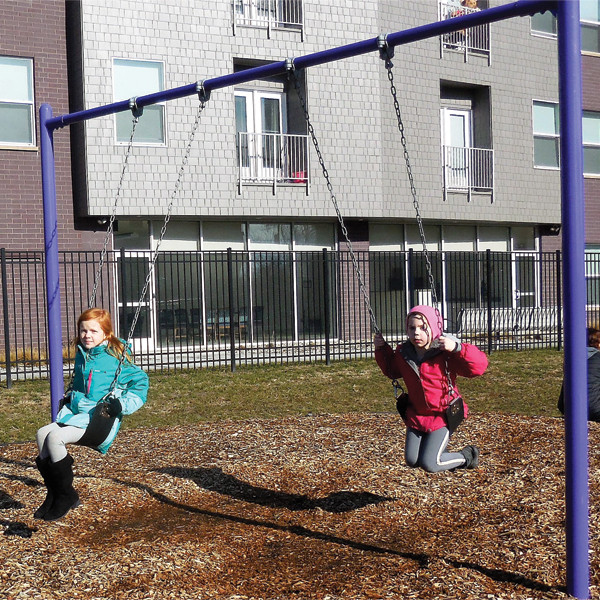 Inline Single Post Swing Set-2 Belt Seats - Shields Childcare Supplies