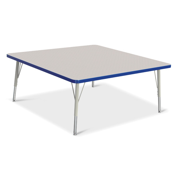 Square Activity Table - 48" X 48", 15"-24" Height - Gray/Blue/Gray ...