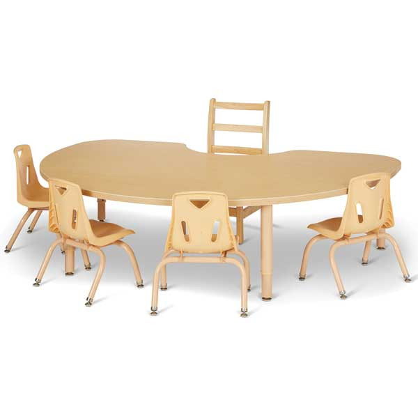 Kidney Table 72"W x 48"D, 14"-24"H-Maple - Shields Childcare Supplies