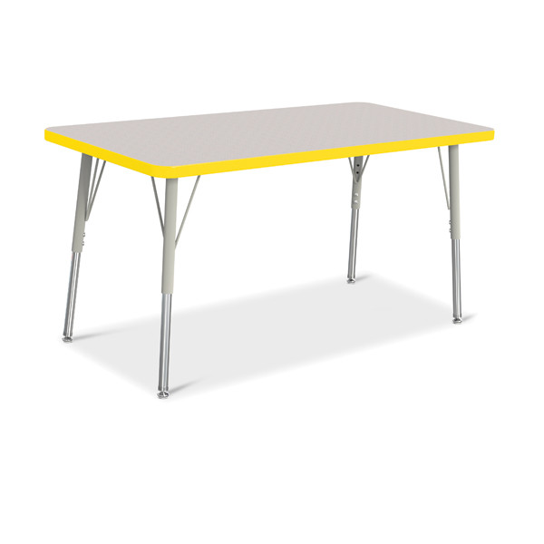 Rectangle Activity Table - 24" X 48", 24"-31" Height - Gray/Yellow/Gray ...