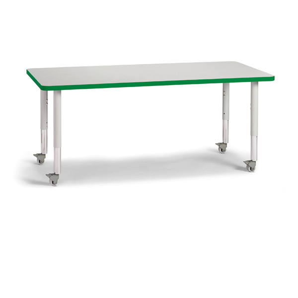Rectangle Activity Table 60"W x 30"D, 20"-31" Height - Gray/Green/Gray ...