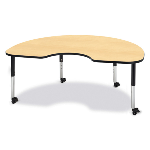 Kidney Activity Table 72"W x 48"D, 20"-31" Height - Maple/Black/Black ...