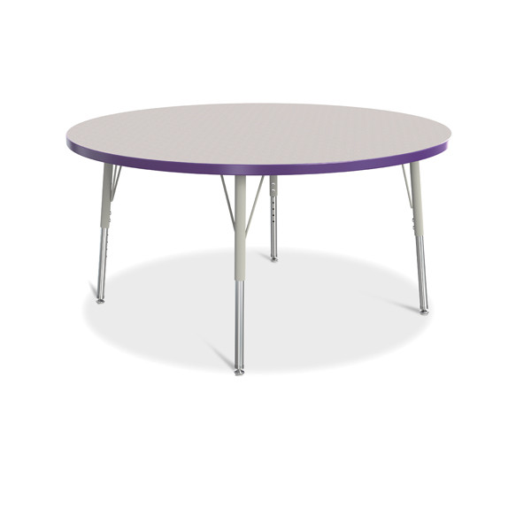 Round Activity Table - 48" Diameter, 15"-24" Height - Gray/Purple/Gray ...
