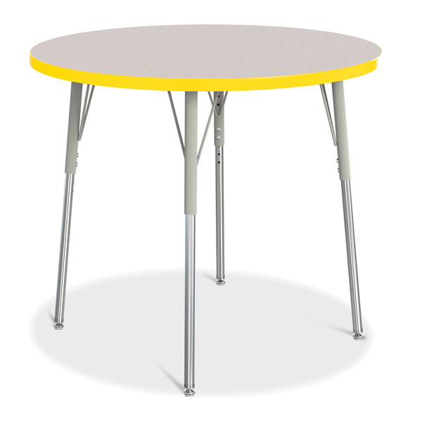 Round Activity Table - 36" Diameter, 24"-31" Height - Gray/Yellow/Gray ...