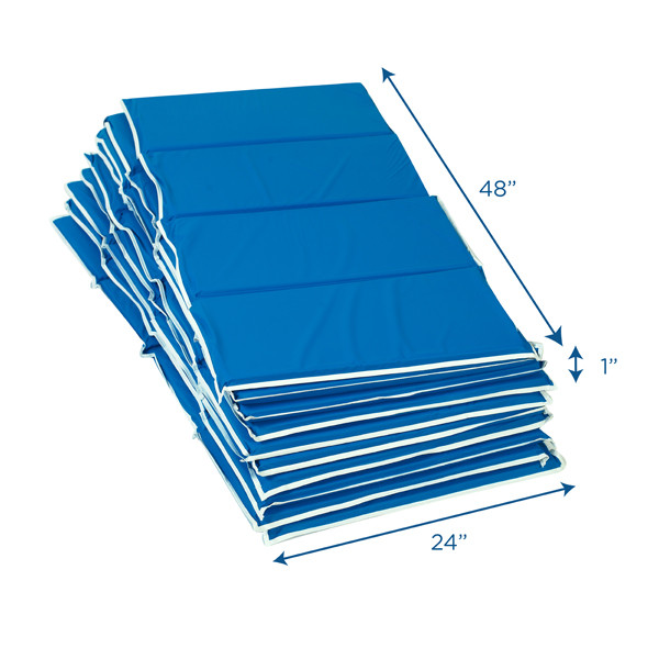1" Tough Duty Folding Rest Mat-Blue-10 Pack - Shields Childcare Supplies