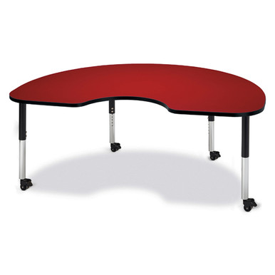 Kidney Activity Table 72"W x 48"D, 20"-31" Height - Oak/Black/Black ...