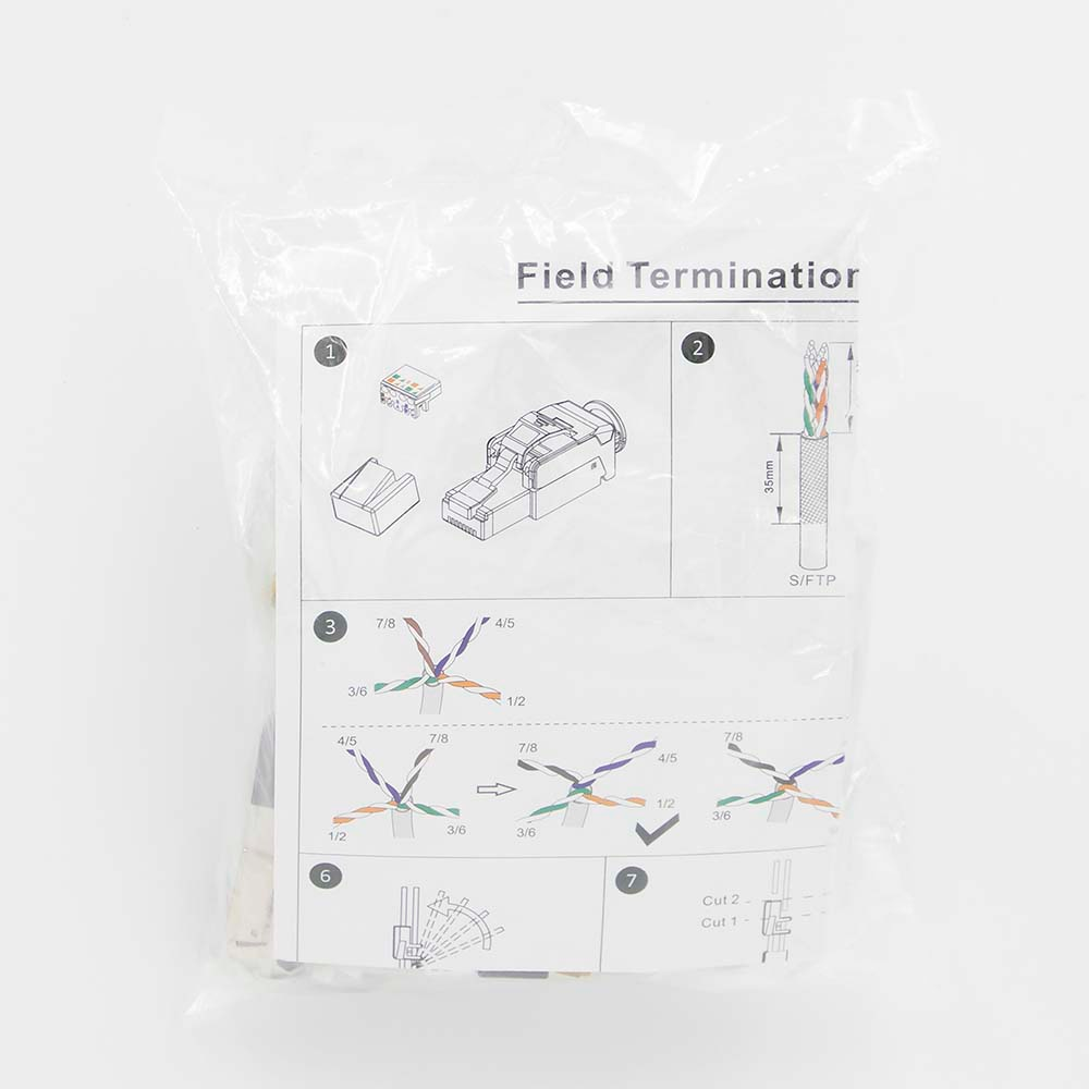 CAT6A Tool Free RJ45 Field Termination Plugs, 10GBaseT (10 Pack ...