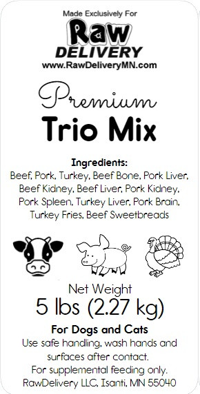 Trio Mix 80/10/10 5lb from RawDelivery Natural Pet Food & Treats