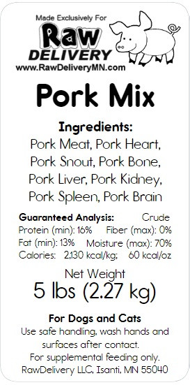 Pork Mix 80/10/10 5lb from RawDelivery Natural Pet Food & Treats