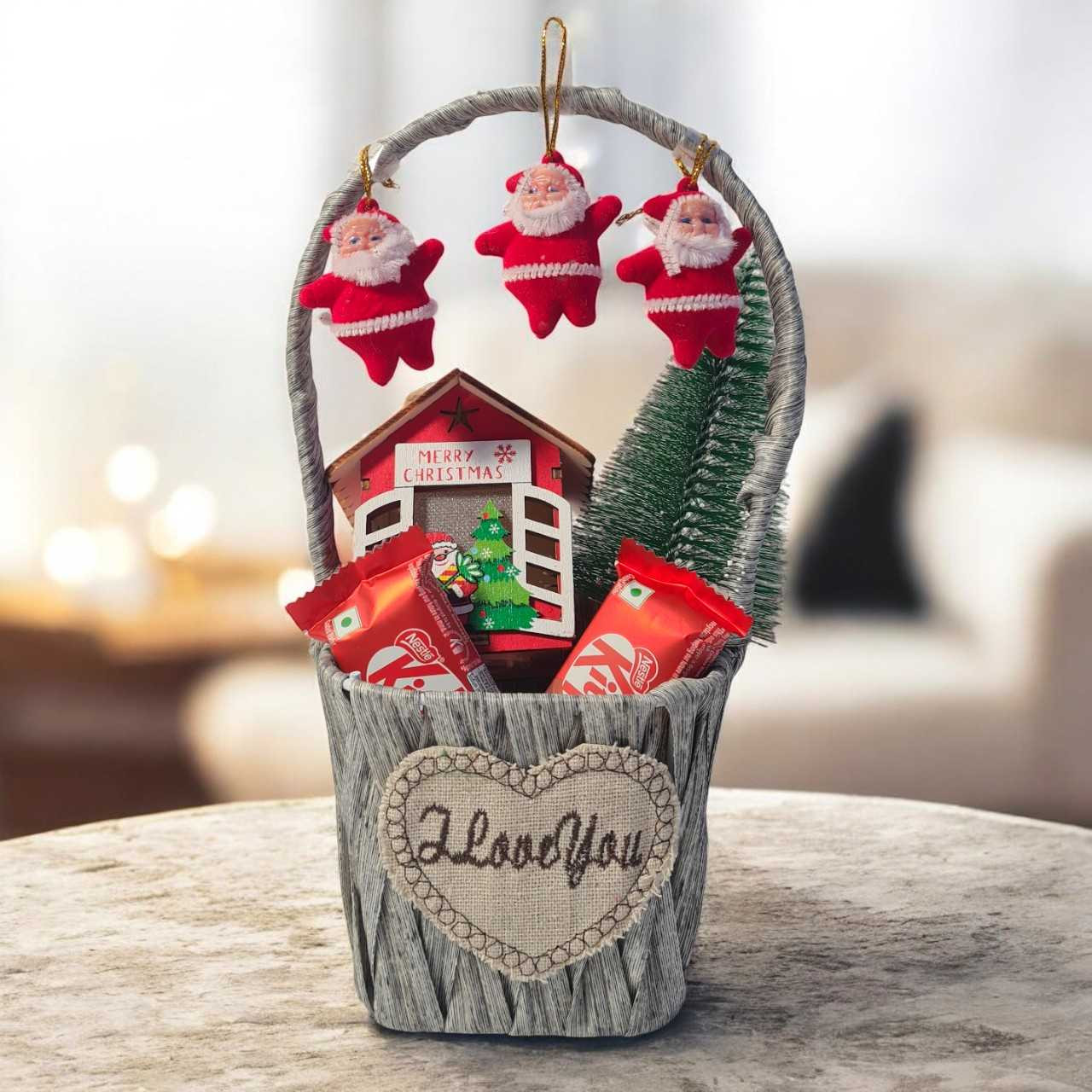 Christmas Joy Handle Basket With Sweets & Decor Collection