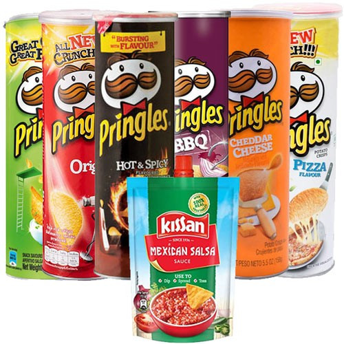 Popular 6 Flavors Pringles with Kissan Salsa Sauce Food & Beverage Gift ...